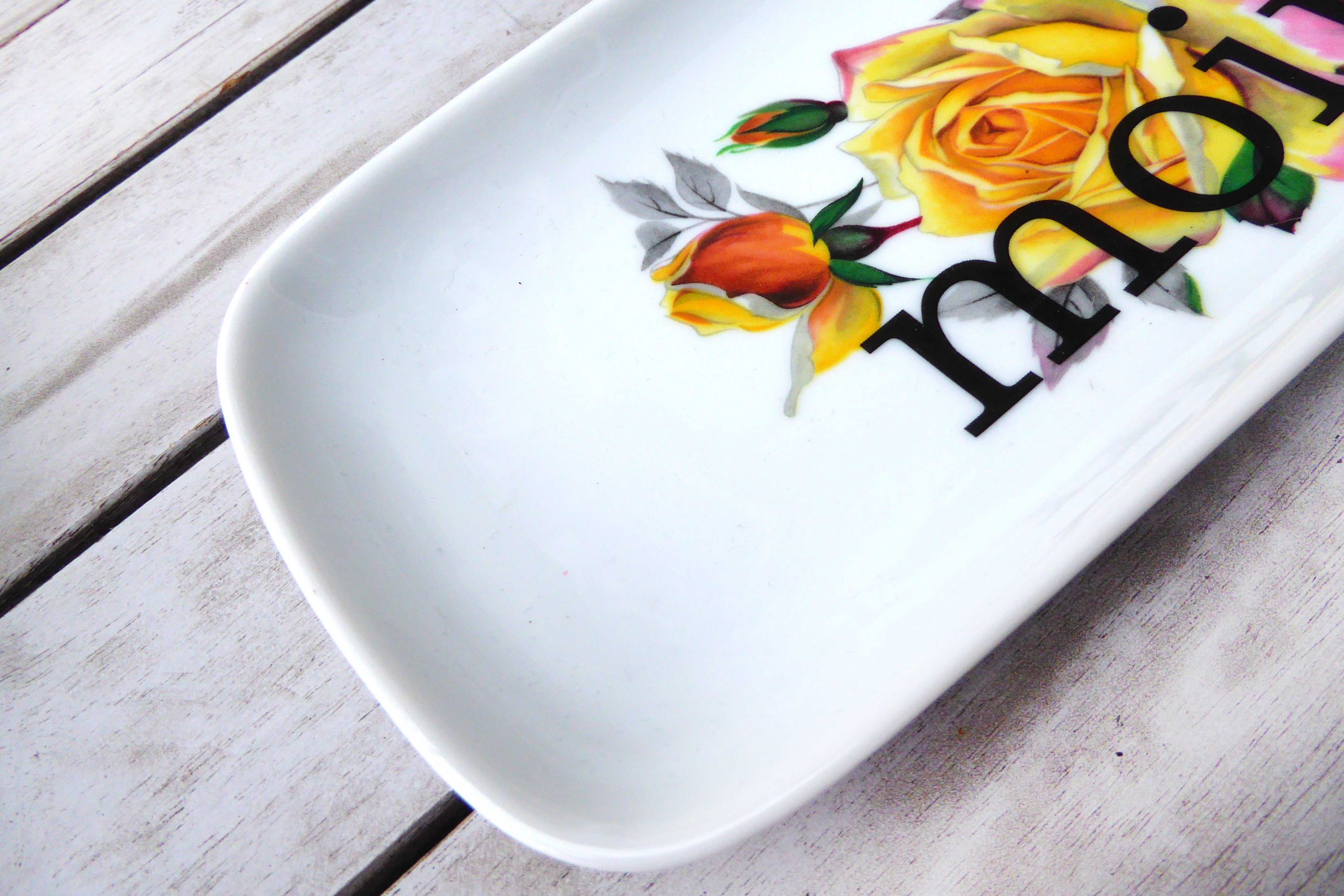 Wandteller Platte Herr Fuchs moin. Typo Blumen Unikat 23cm – Herr Fuchs